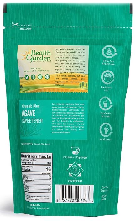 Organic Blue Agave Powder Sweetener 12 oz – HealthGarden